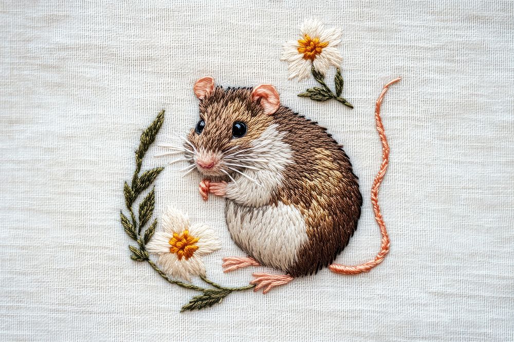 rat embroidery style animal handcrafted | Free Photo - rawpixel