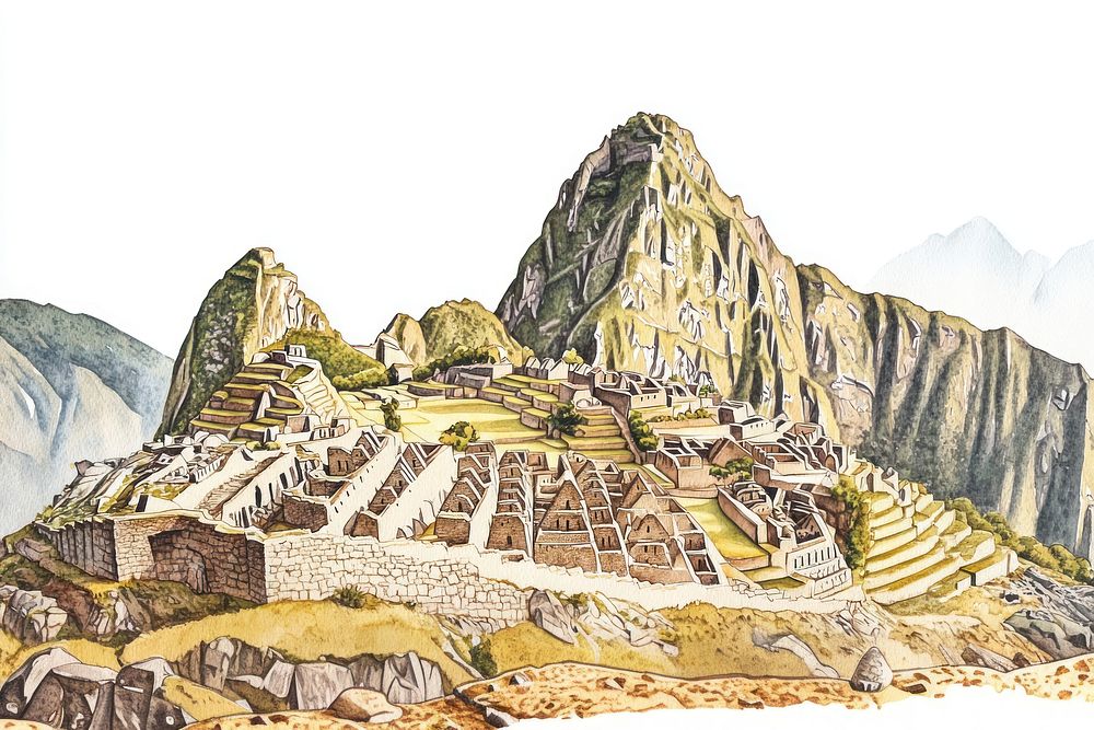 Machu Picchu Peru landmark illustration | Free Photo Illustration ...