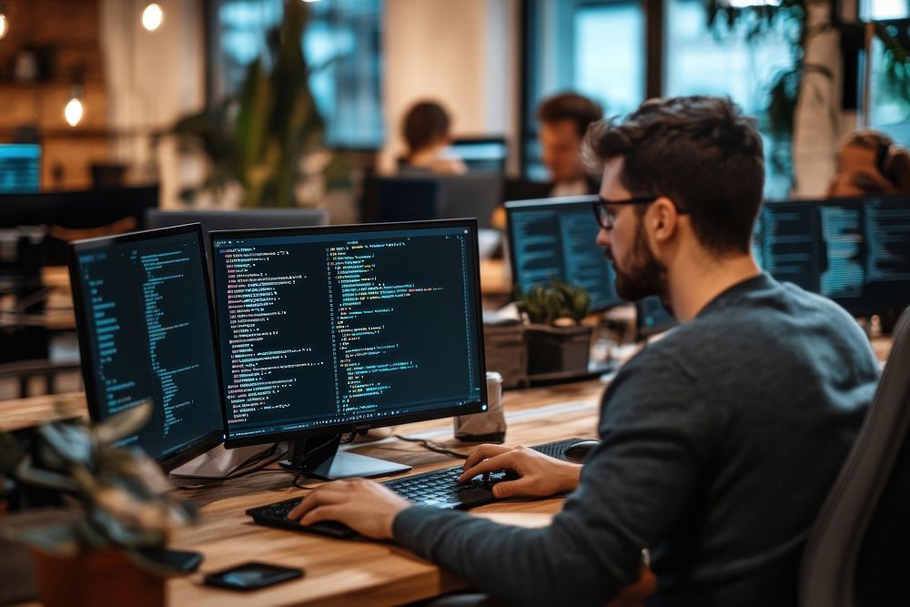 Team software developers computer screens | Free Photo - rawpixel