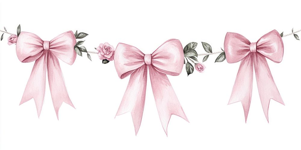 Memphis pink bow garland illustration | Free Photo Illustration - rawpixel
