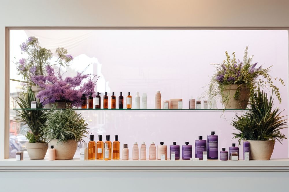 Store window mockup cosmetics bottles | Free Photo - rawpixel