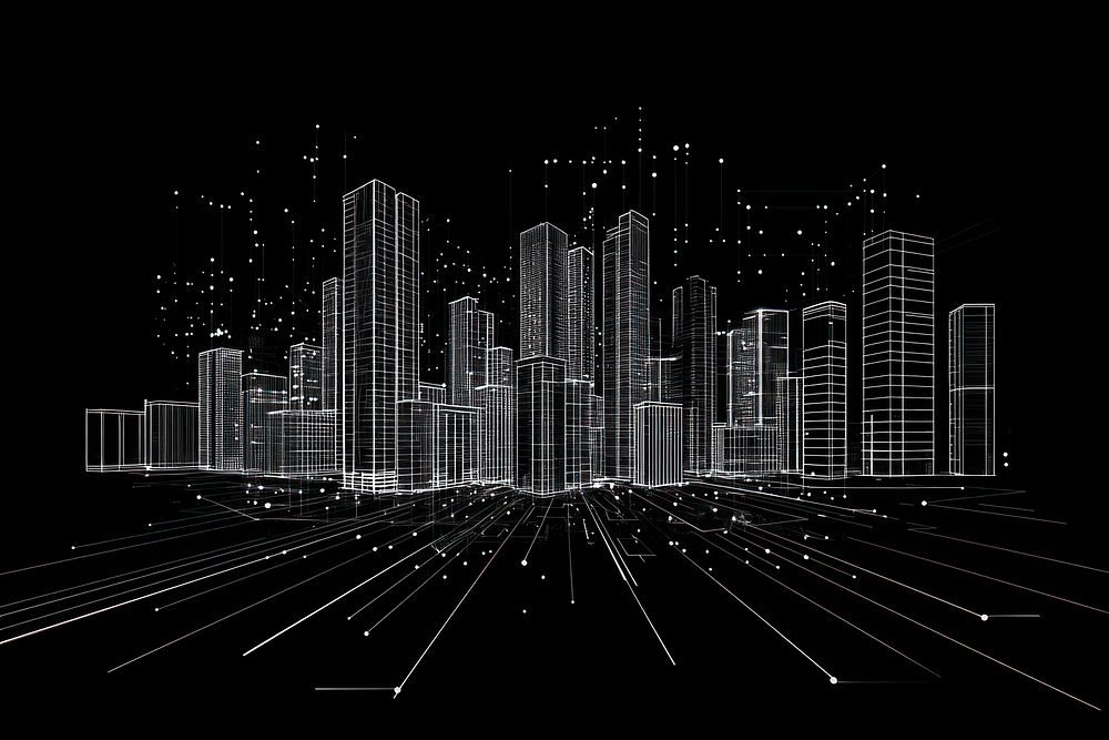 Digital line illustration smart city | Free Photo Illustration - rawpixel