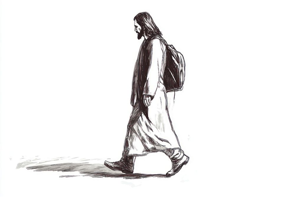 Jesus walking street sketch illustration | Free Photo Illustration ...