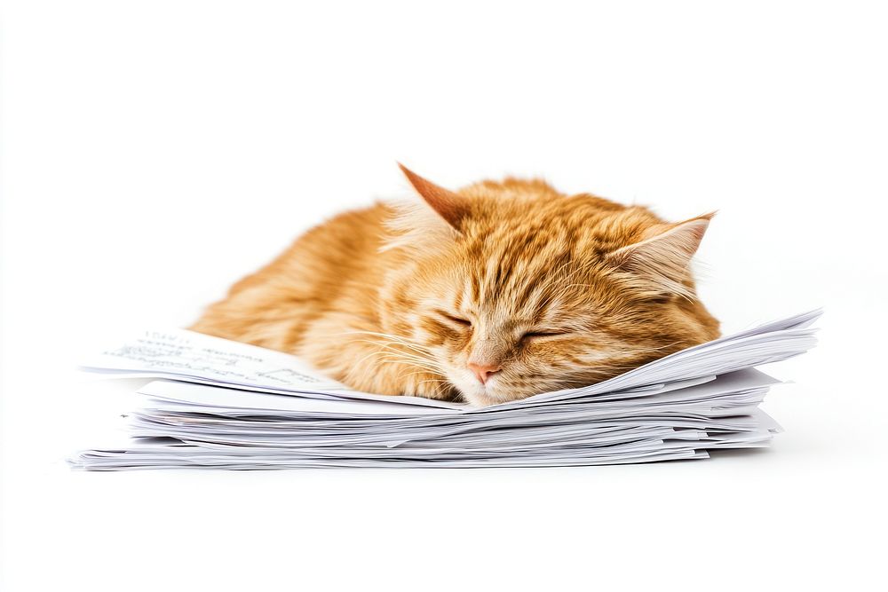 Documents papers stack cat. | Free Photo - rawpixel