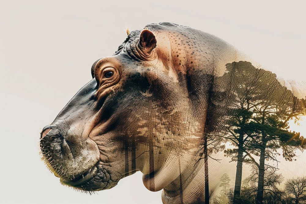 Hippo Africa trees photography wildlife | Free Photo Illustration ...