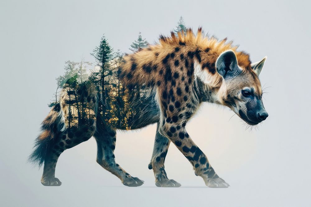 Hyena savanna trees photography wildlife | Free Photo - rawpixel