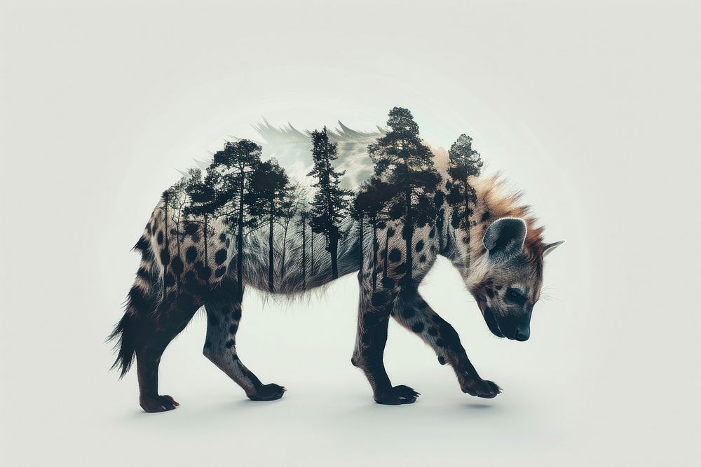 Hyena savanna trees photography wildlife | Free Photo - rawpixel