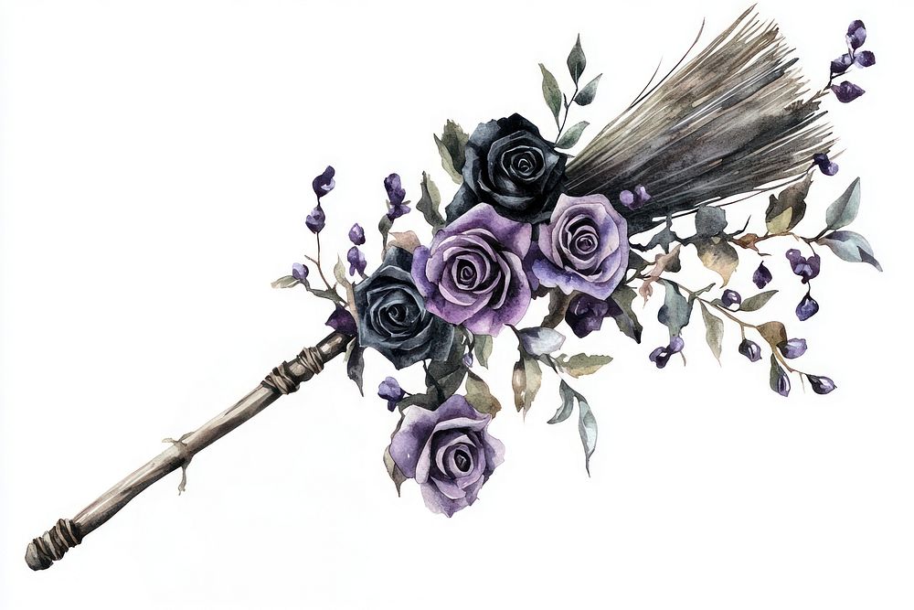 Broom roses art illustration. | Free Photo Illustration - rawpixel