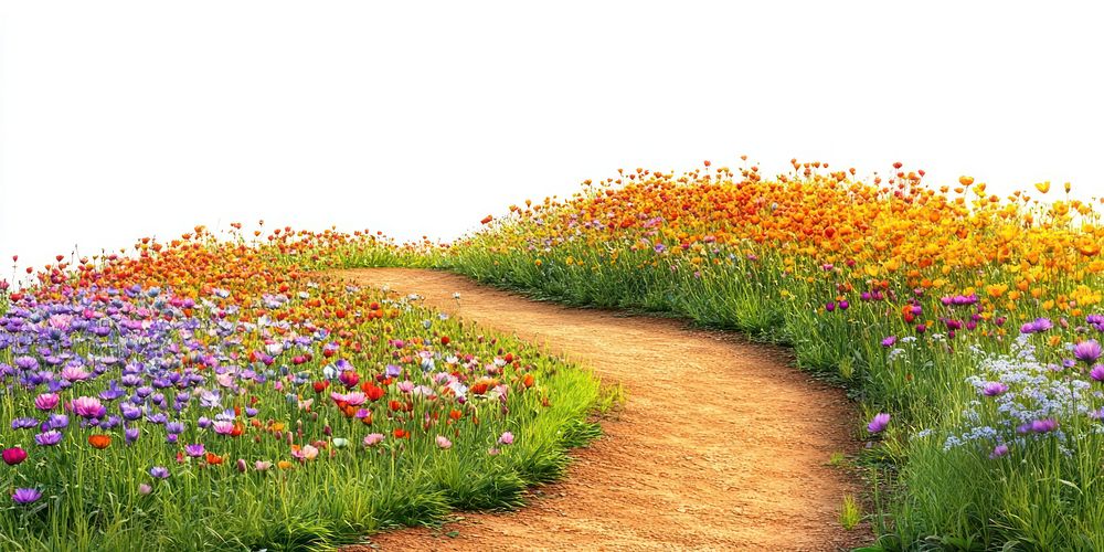 Flowers field path landscape. | Free Photo - rawpixel