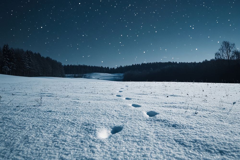 Night snow footprints scenery. | Free Photo - rawpixel