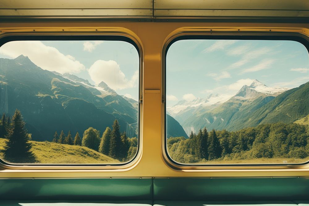 Train interior window mountains scenery | Free Photo - rawpixel
