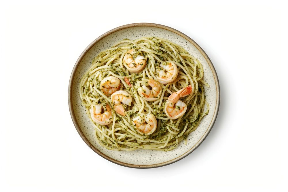 isolated shrimp pesto spaghetti modern | Free Photo - rawpixel