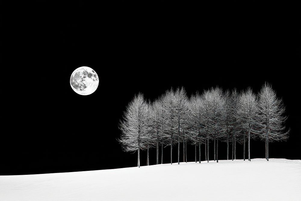 Winter forest and moon night | Free Photo - rawpixel