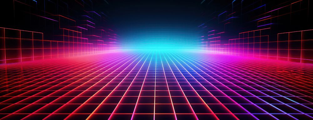 Abstract retro neon grid. | Free Photo Illustration - rawpixel
