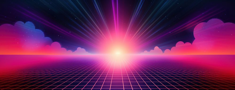Retro neon grid sky. | Free Photo Illustration - rawpixel