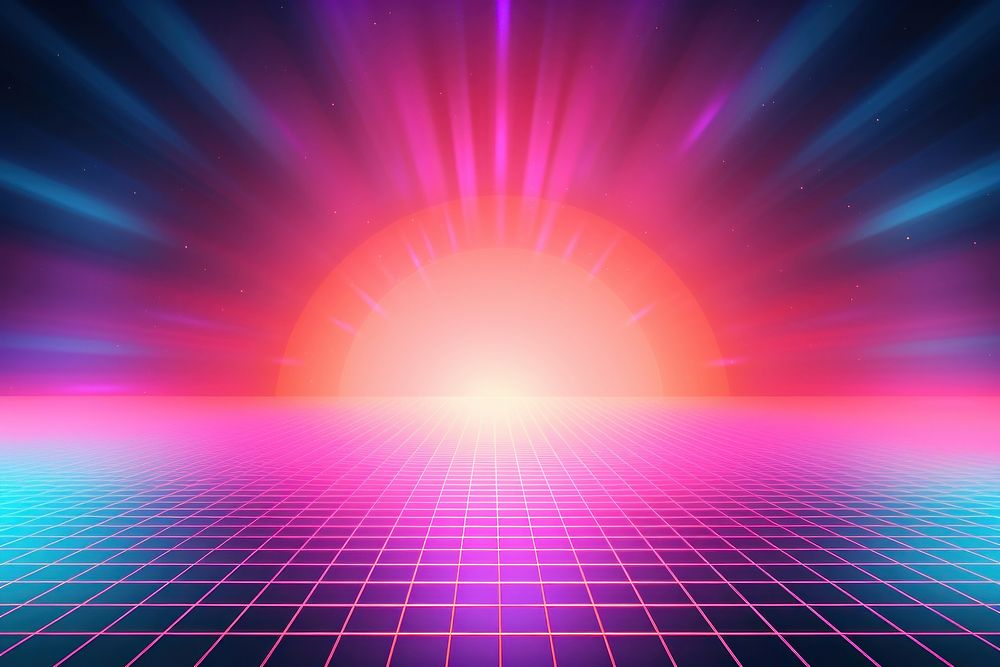 Abstract retro neon grid | Free Photo Illustration - rawpixel