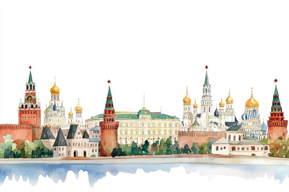Kremlin Moscow architecture watercolor landmarks. | Free Photo ...