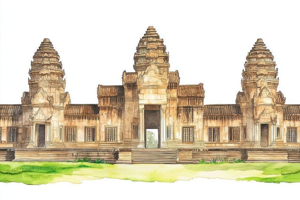 Landmark watercolor angkor architecture. | Free Photo Illustration ...