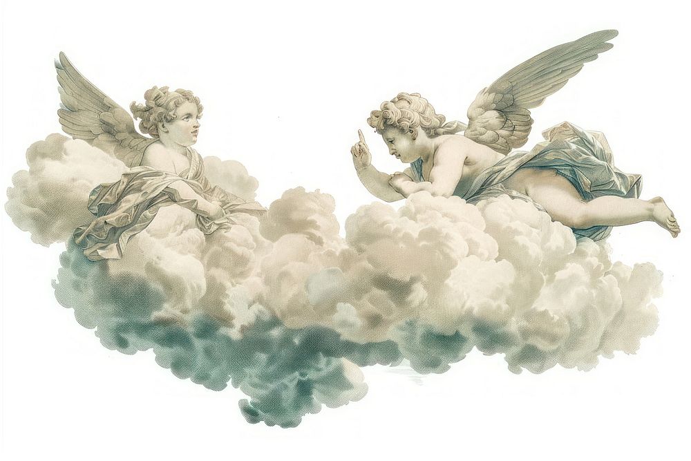 Cloud illustration classical angels. | Free Photo Illustration - rawpixel