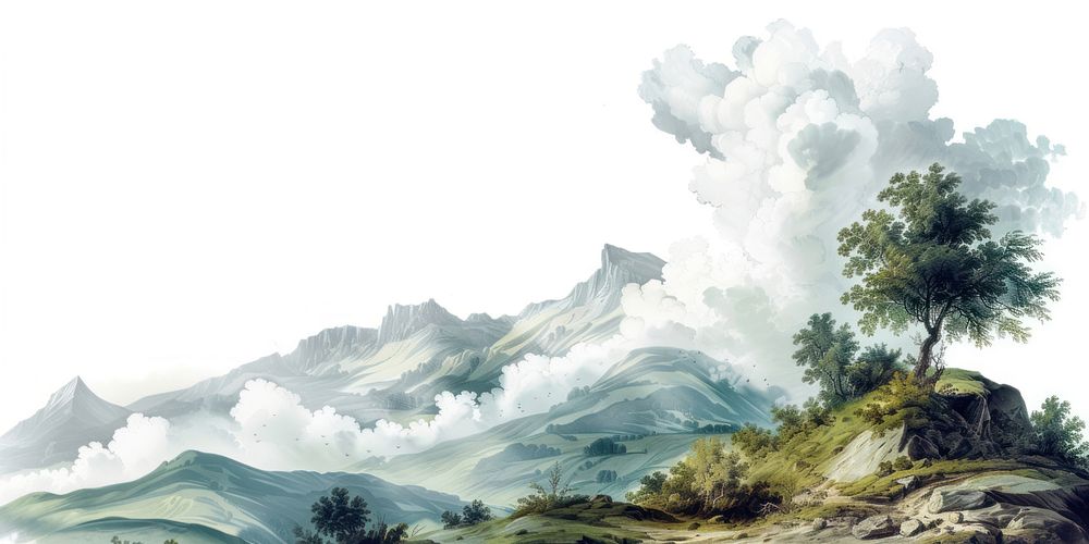 Alpine borders illustration landscape mountain. | Free Photo ...
