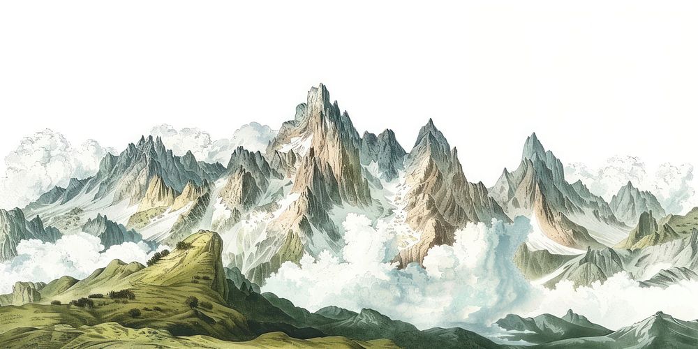 Alpine borders illustration landscape mountain. | Free Photo ...