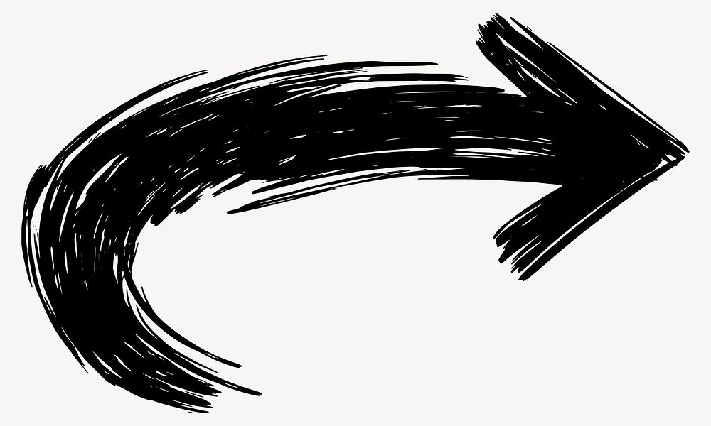 Hand-drawn black curved arrow vector | Free Vector - rawpixel