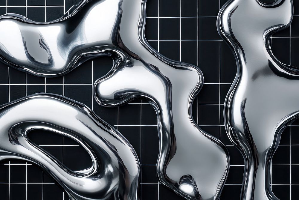 Chrome silver liquid shapes chrome | Free Photo Illustration - rawpixel