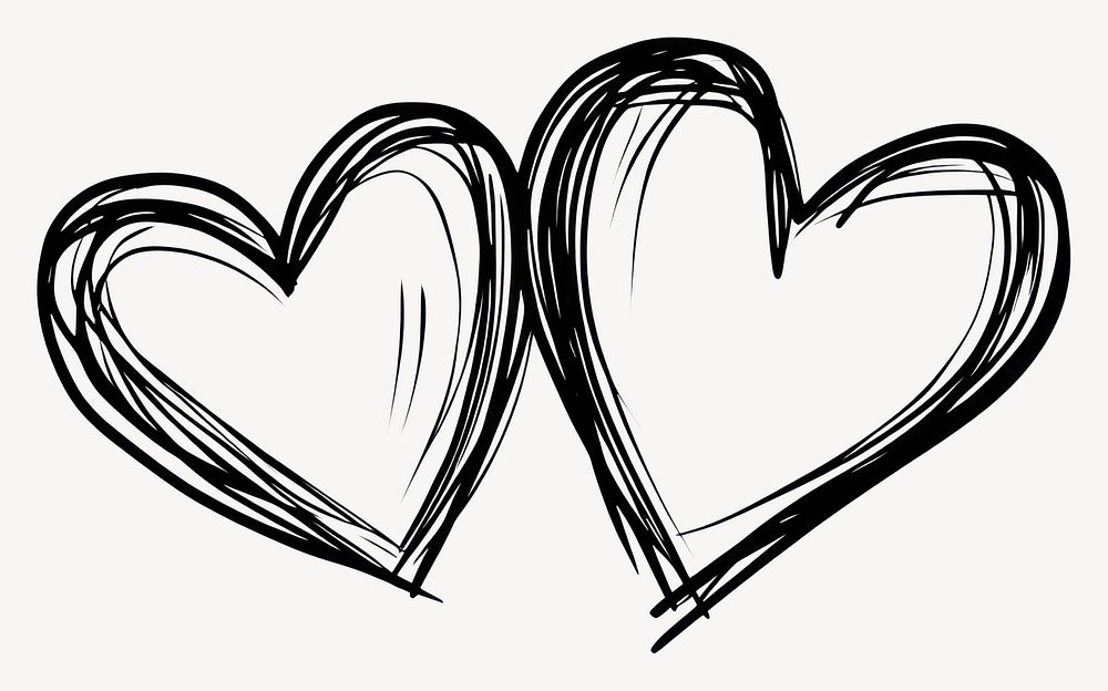 Hand-drawn overlapping heart sketch vector | Free Vector - rawpixel