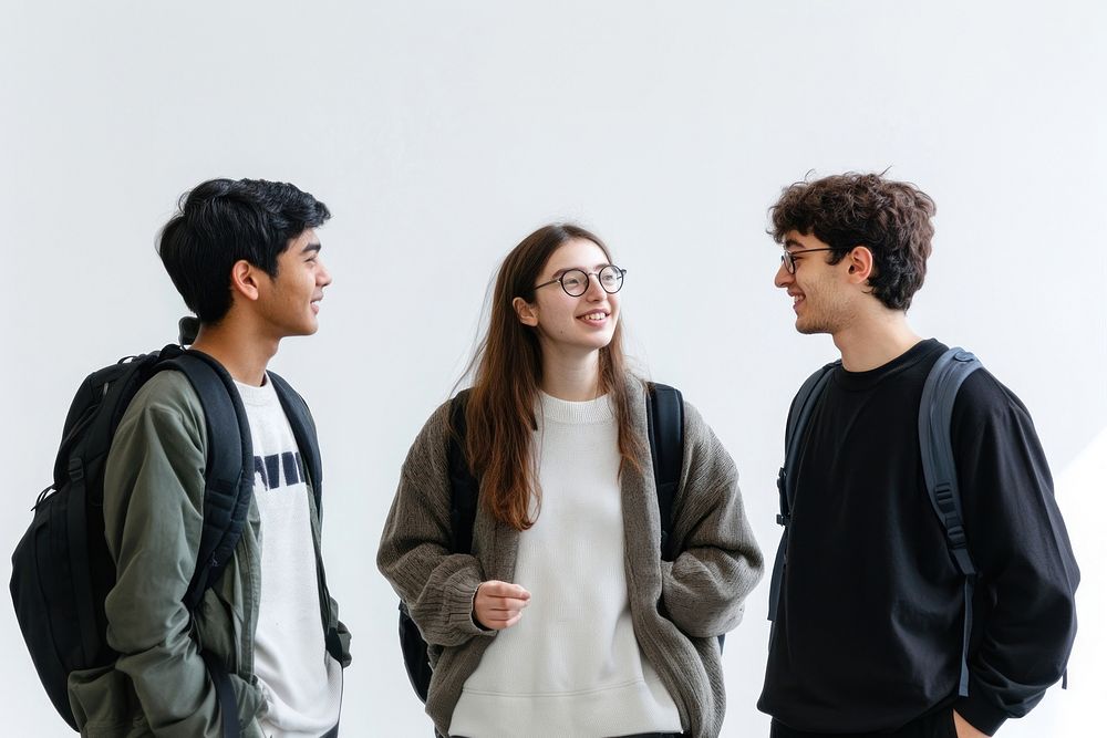 Three student talking conversation clothing | Free Photo - rawpixel