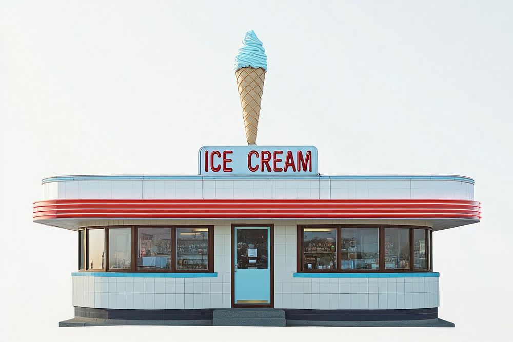 Retro restaurant facade cream diner | Free Photo - rawpixel