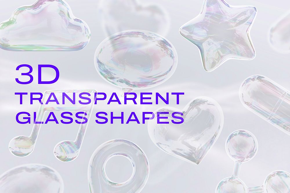 Transparent 3D glass shapes design, | Premium Photo - rawpixel