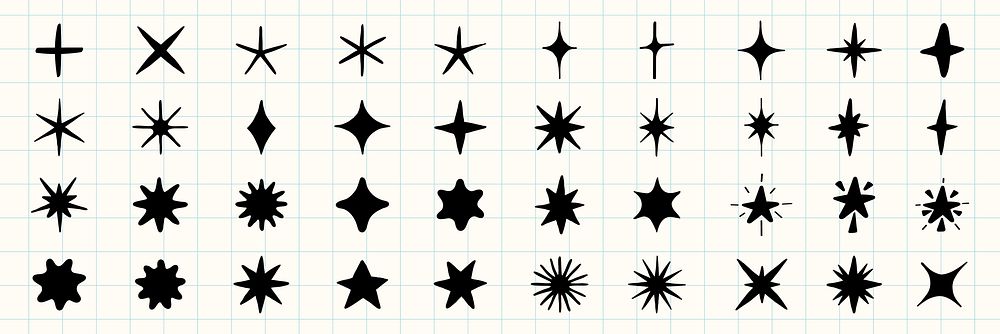 Grid 40 black star shapes. | Premium Vector Illustration - rawpixel