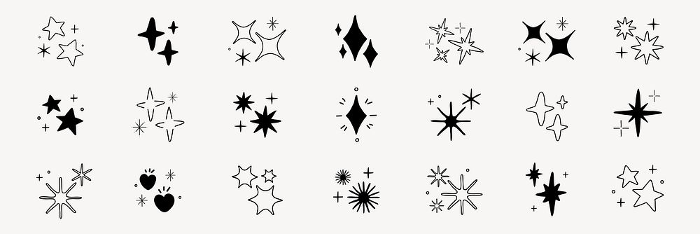 Collection black star and sparkle | Premium Vector Illustration - rawpixel