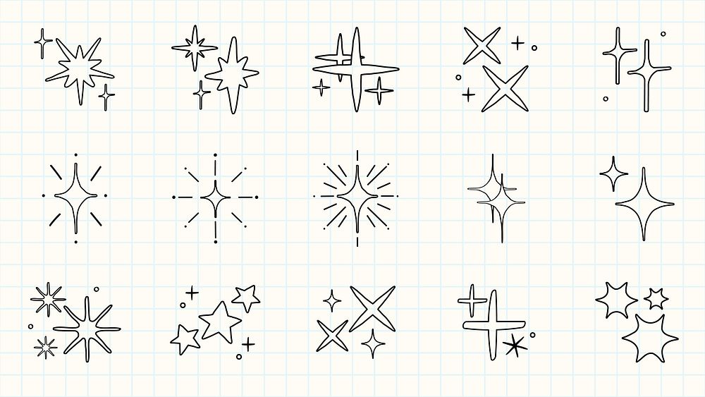 Set hand-drawn star doodles grid | Premium Vector Illustration - rawpixel
