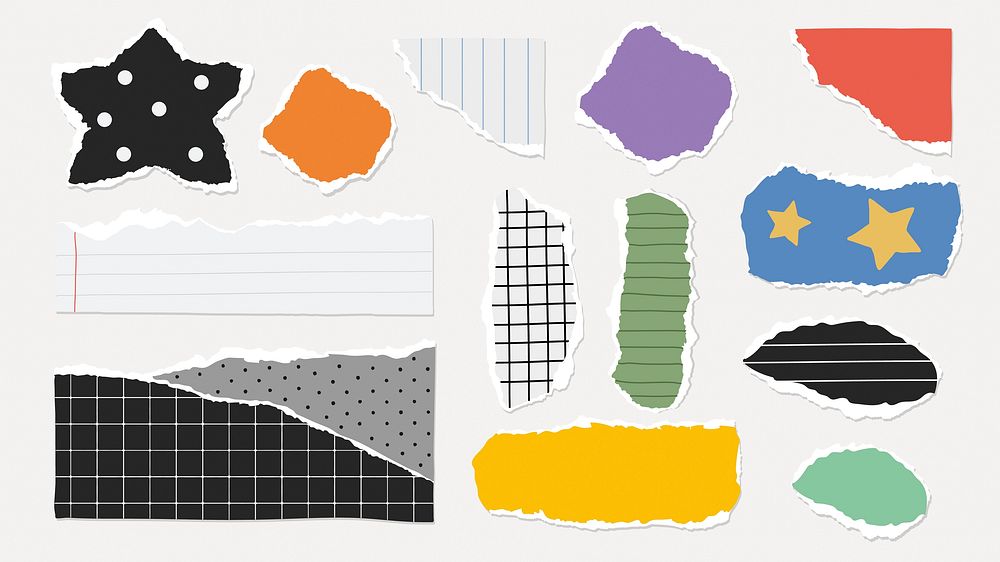 Colorful torn paper scraps various | Free Vector - rawpixel