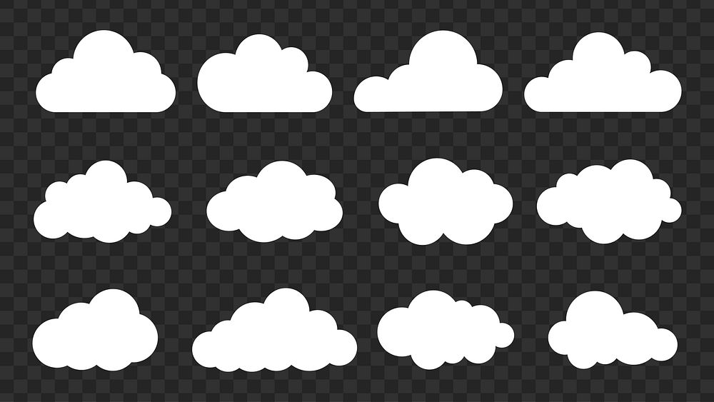 Set 12 white cloud icons | Premium Vector - rawpixel