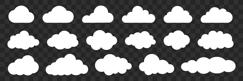 Set 18 white cloud icons | Premium Vector - rawpixel