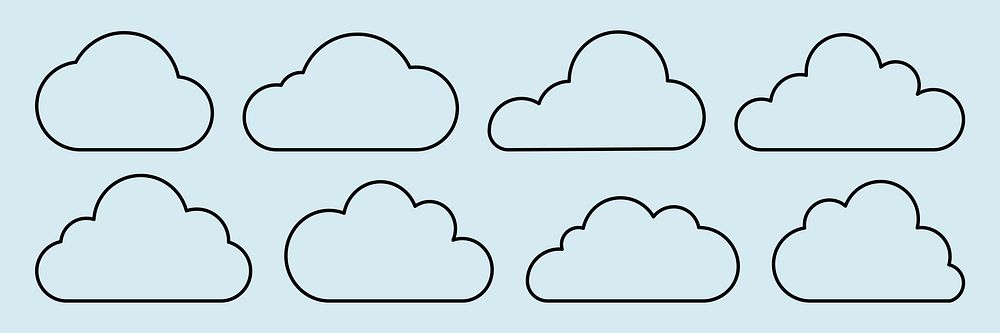 Set eight cloud outlines various | Premium Vector - rawpixel