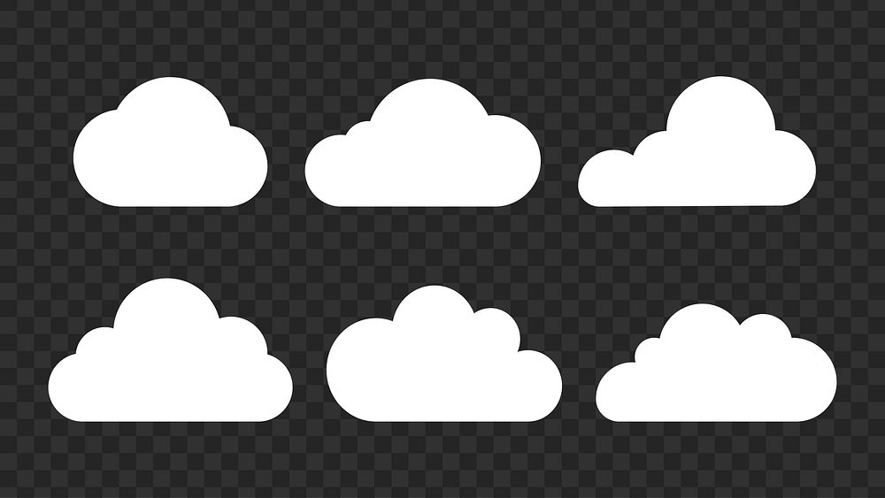 Set six white cloud icons | Premium Vector - rawpixel