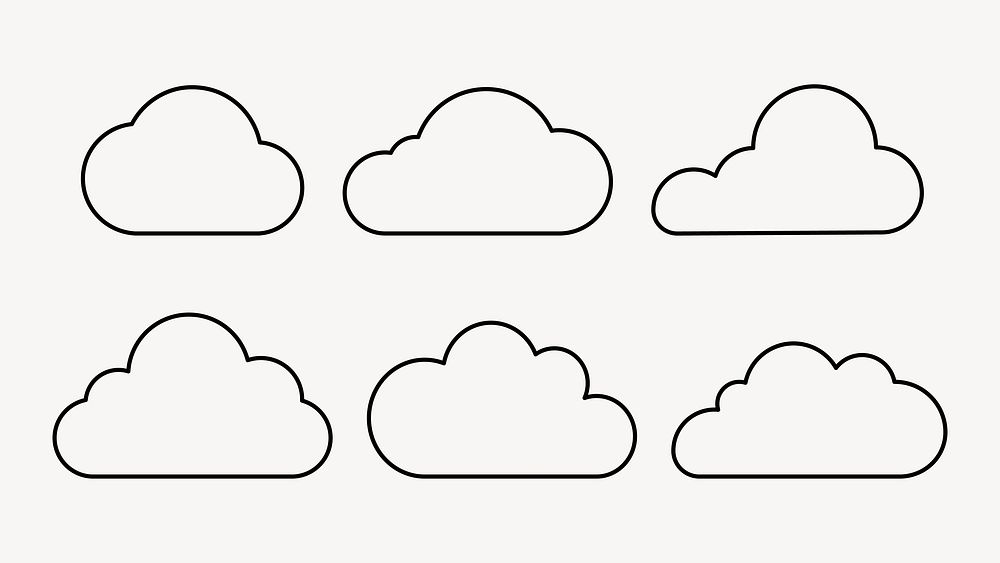 Set six cloud outlines. Simple | Premium Vector - rawpixel