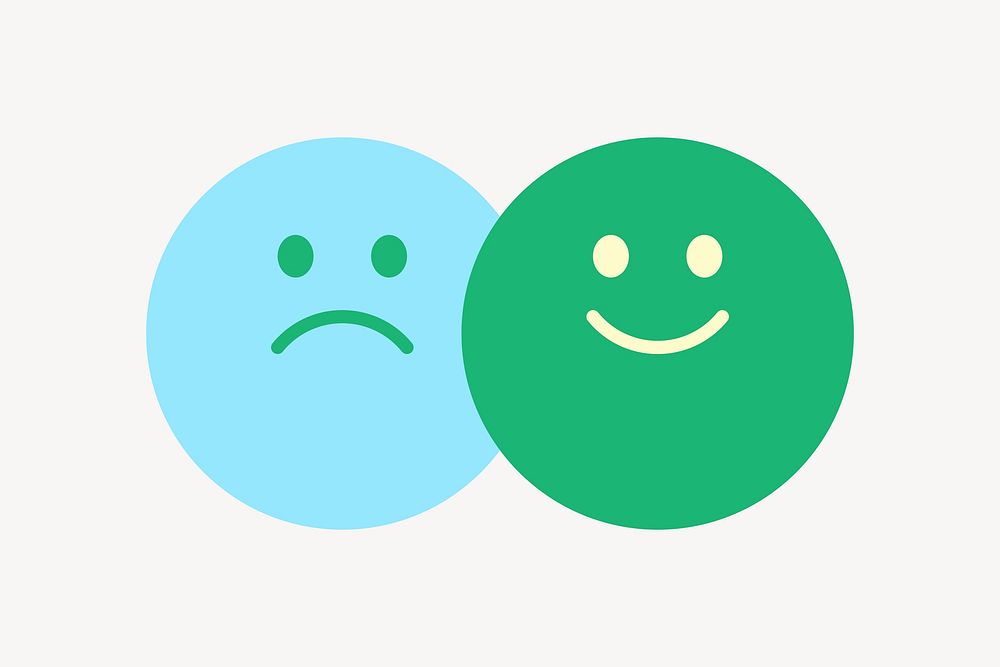 Contrasting emotions faces isolated white | Free Photo Illustration ...