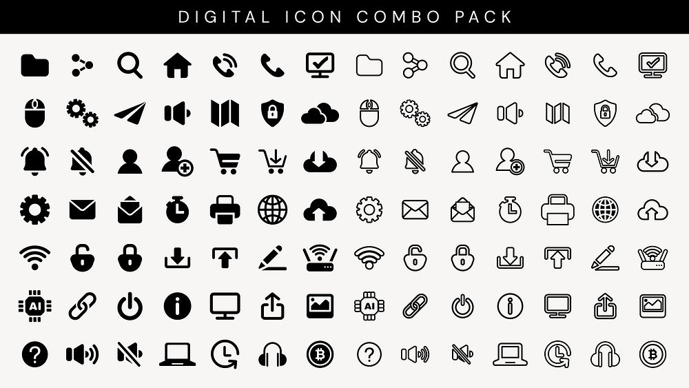 Digital icon combo pack various | Premium Vector - rawpixel