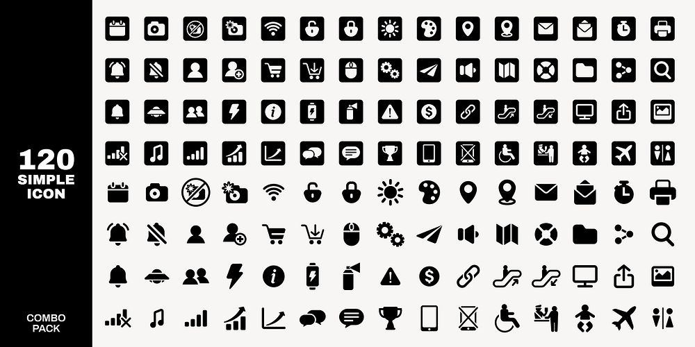 collection 120 simple icons. Icons | Premium Vector - rawpixel