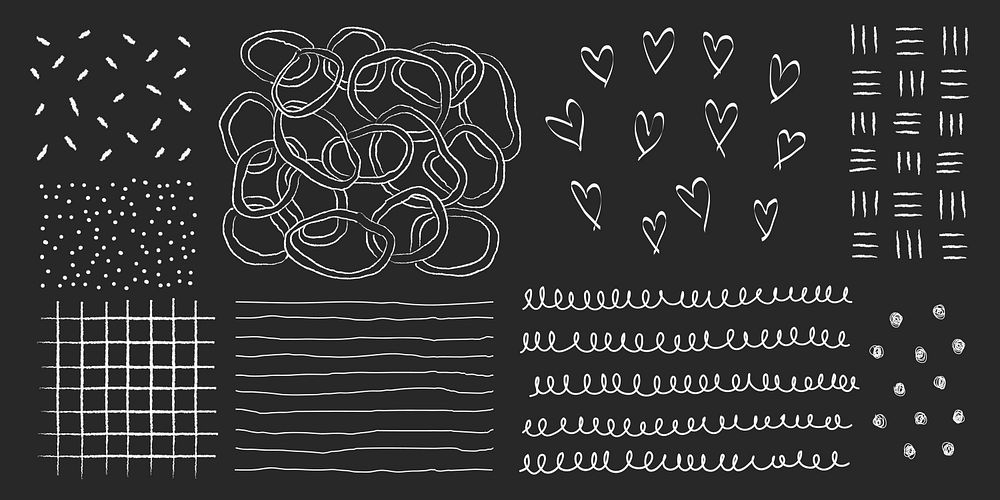 Chalk doodles blackboard. Scribbles, hearts, | Premium Vector - rawpixel