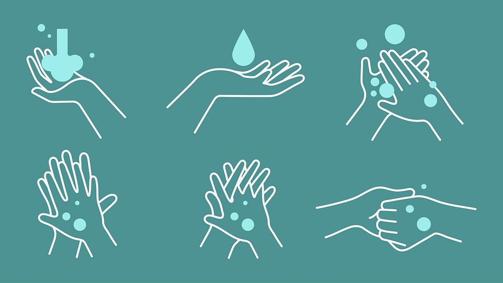 Illustration handwashing steps. Six icons | Premium Vector - rawpixel