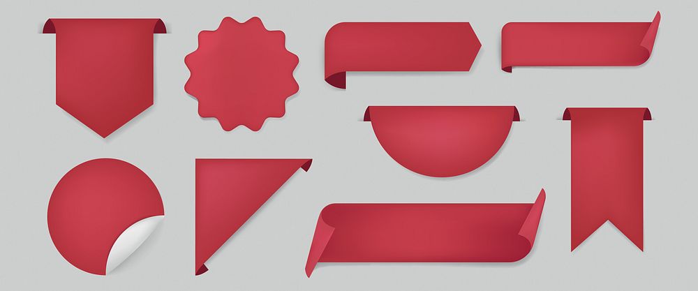 Collection red ribbons labels. Red | Premium Vector - rawpixel