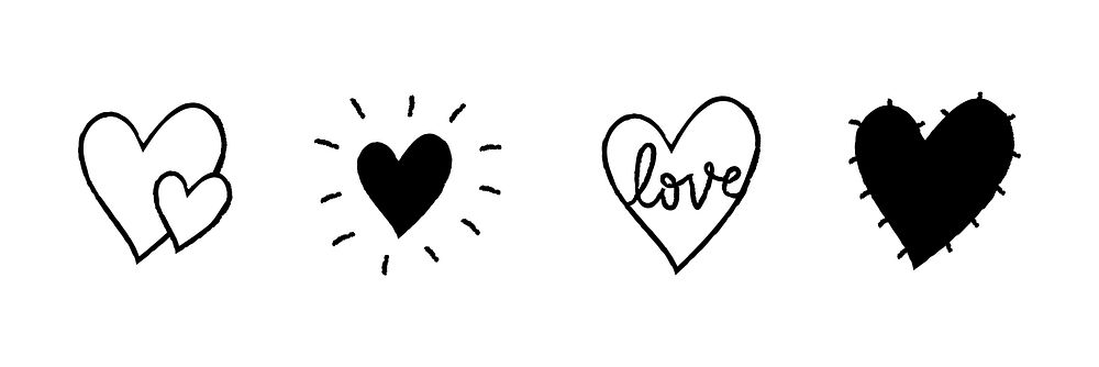 Four black heart icons: two | Premium Vector - rawpixel