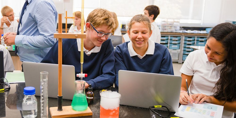 Students science lab working laptops. | Free Photo - rawpixel