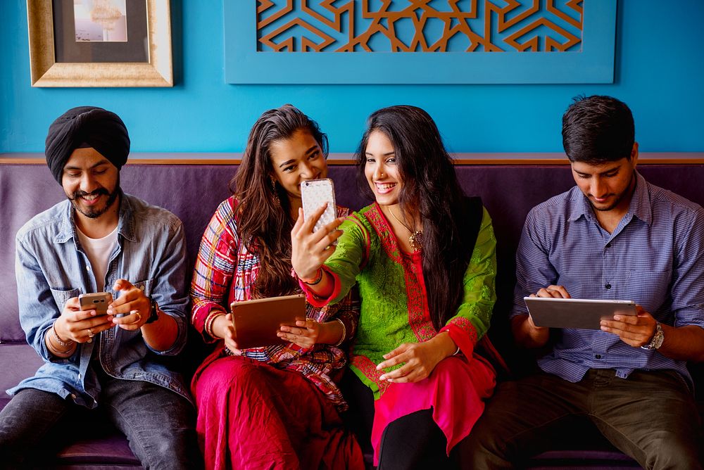Group Indian people sitting couch, | Premium Photo - rawpixel