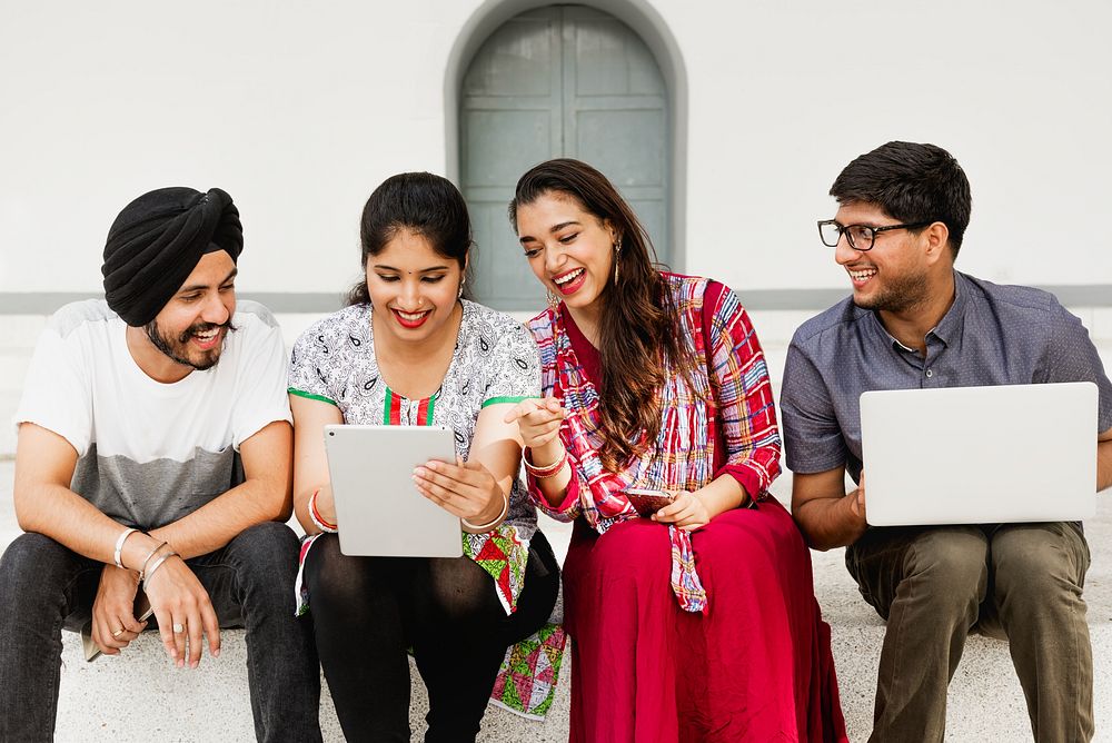 Group Indian people sitting, using | Premium Photo - rawpixel